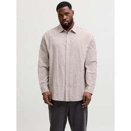 Jack & Jones PlusSize Jack & Jones Plussize Herren Jack & Jones PlusSize Langarmhemd &raquo;JJEBREEZE LINEN BLEND SHIRT L/S SN PLS&laquo; mit auff&auml;lliger Knopfleiste 5XL, N-Gr
