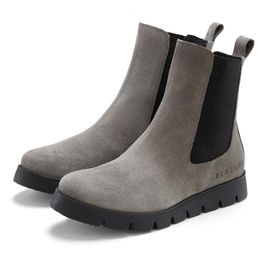 ELBSAND Damen Stiefelette &raquo;Bikerboots, Schlupfstiefel, Stiefel, Boots, Sommerstiefelette&laquo; aus Leder mit Stretcheins&auml;tzen 41