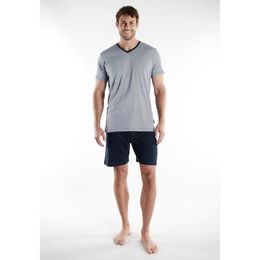 Tom Tailor Herren Tom Tailor Shorty &raquo;Nevada&laquo; 2 tlg. Streifendesign, Kurzarm, V-Ausschnitt, kurze Hose blau 54 (XL)