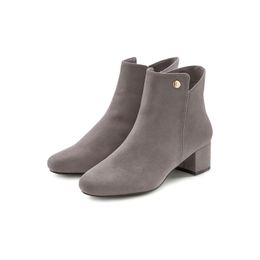 Lascana Damen Lascana Stiefelette &raquo;Sommerstiefelette&laquo; mit bequemen Blockabsatz, Ankle Boots, Stiefel VEGAN grau 35