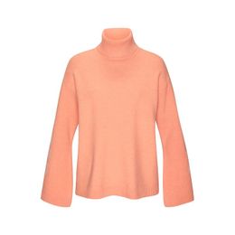 ELBSAND Damen Rollkragenpullover aus hochwertigem Strick mit eingestricktem Logo, Loungewear orange 32/34