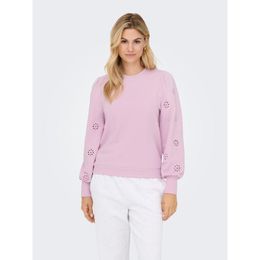 Only Damen Only Sweatshirt &raquo;ONLFEMME L/S PUFF EMBROIDERY UB SWT&laquo;, mit Puff&auml;rmeln mit wundersch&ouml;ner Lochstickerei S