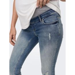 Only Maternity Damen Only Maternity Umstandsjeans &raquo;OLMBLUSH MID SK ANK RW DNM NOOS&laquo; mit Destroyed Effekt blau XS (34), L&auml;nge 32