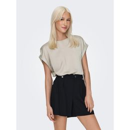 Only Damen Only Kurzarmshirt &raquo;ONLLIEKE S/S SATIN MIX TOP WVN NOOS&laquo; regular fit, Web, Polyester, Rundhals, unifarben grau M