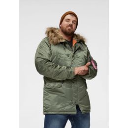 Alpha Industries Herren Parka &raquo;N3B VF 59&laquo; mit Kapuze mit abnehmbarem Kunstfellkragen gr&uuml;n XXL