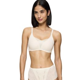Triumph Damen B&uuml;gelloser BH &raquo;Shape Smart Ellipse&laquo; gl&auml;ttend, tieferes Dekollet&eacute;, wellenf&ouml;rmigen Jacquard-Mesh wei&szlig; 2, N-Gr