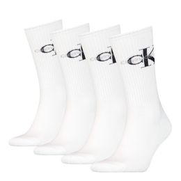 Calvin Klein Jeans Herren Socken &raquo;CKJ MEN SOCK 4P MONOGRAM ECOM&laquo; 4 Paar, mit Logo am Schaft wei&szlig; 39-42