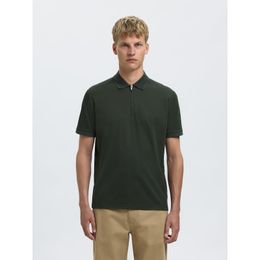 Selected Herren Selected Poloshirt &raquo;SLHFAVE ZIP SS POLO NOOS&laquo; Baumwollmischung, regular fit gr&uuml;n XL