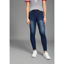 Kangaroos Damen Kangaroos Slim-fit-Jeans &raquo;CROPPED HIGH WAIST SLIM FIT&laquo; schmale Passform, R&ouml;hrenjeans, trendige Used-Waschung blau 48, N-Gr