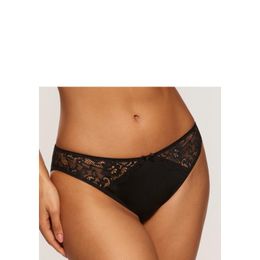 Nuance Damen Slip aus weichem Microtouch-Material mit Spitzeneins&auml;tzen, Basic schwarz 48/50