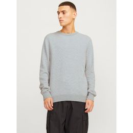 Jack & Jones Jack & Jones Herren Rundhalspullover &raquo;JJEGLOBE KNIT CREW NECK NOOS&laquo; in Strick Optik grau XL