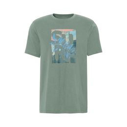 John Devin Herren T-Shirt Rundhalsshirt mit Surf -Aufdruck aus reiner Baumwolle gr&uuml;n L (52/54)