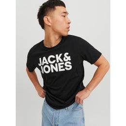 Jack & Jones Jack & Jones Herren Rundhalsshirt &raquo;JJECORP mit Logo-Print und klassischem Rundhals&laquo; Baumwolle, regular fit schwarz M