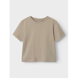 T-Shirt name it "NMMVOBBO SS NREG TOP NOOS", Jungen, Gr. 110, beige (pure cashmere), Jersey, Obermaterial: 100% Baumwolle, unifarben, normal normal, Rundhals, Shirts T-Shirt