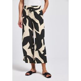 Street One Damen Street One Stoffhose &raquo;Style Emee&laquo; Sommerhose mit elastischem Bund und Tunnelzug, mit grafischem Muster grau 36, L&auml;nge 26
