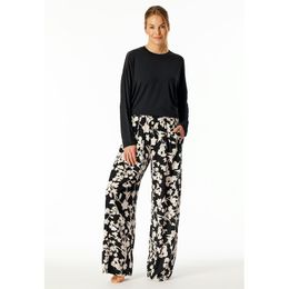 Schiesser Damen Loungehose &raquo;Mix + Relax&laquo; elastischer Bund, Viskose, seitliche Taschen, weites Bein bunt 36, N-Gr