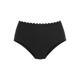 Lascana Damen Lascana Highwaist-Bikini-Hose &raquo;Scallop&laquo; mit gelaserter Wellenkante schwarz 34, N-Gr