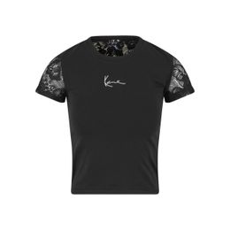T-Shirt Karl Kani "Karl Kani KW251-024-1 Signature Back Lace Short Tee", Damen, Gr. XS, schwarz, 95% Baumwolle, 5% Elasthan, bedruckt, normal, Rundhals, Shirts T-Shirt