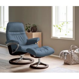 Fu&szlig;hocker stressless "Sunrise", blau (sparrow blau paloma), B:57cm H:42cm T:40cm, Leder BATICK: BATICK ist ein leicht korrigiertes, durchgef&auml;rbtes und genarbtes M&ouml;belleder, bei dem die meisten Unebenheiten und Spuren in der Regel entfernt wurden.;Leder PALOMA: PALOMA ist ein durchgef&auml;rbtes Semianilin-M&ouml;belleder mit nat&uuml;rlicher Narbung.;ROHLEDER Stoff Q2 FARON: Ein fester zuverl&auml;ssiger Boucl&eacute; mit e
