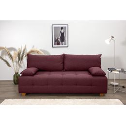 Schlafsofa Collection AB "Bella, B: 196 cm, Liegefl. 145x196 cm", lila, B:196cm H:45cm T:96cm, 100%Polyester, Sofas, Schlafsofa, mit Bettfunktion, Bettkasten & 2 Armlehnenkissen, Federkern, Topseller