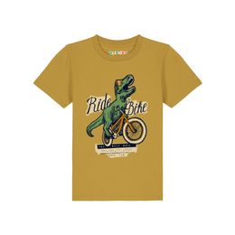 Watabout.kids T-Shirt 'T-Rex Fahrrad' Jungen Gr&ouml;&szlig;e 104 beige / ocker / gr&uuml;n / schwarz