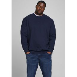 Jack & Jones PlusSize Sweatshirt "BASIC SWEAT CREW NECK", Herren, Gr. 4XL, blau (navy), angeraute Sweatware, Obermaterial: 85% Baumwolle, 15% Polyester, JACK & JONES PLUSSIZE, unifarben, normal, Rundhals, B&uuml;ndchen, Sweatshirts Sweatshirt