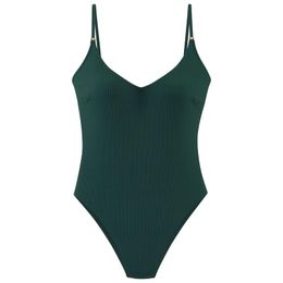 ELBSAND Damen Badeanzug aus trendiger Rippware blau 34, Cup A/B