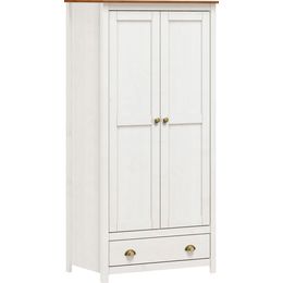 M&ouml;bilia Kleiderschrank M&Ouml;BILIA "Salgen", braun (wei&szlig;, braun), B:91cm H:185cm T:54cm, Massivholz, Schr&auml;nke, Kleiderschrank Dreht&uuml;renschrank, im Landhaus-Stil