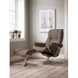 Relaxsessel stressless "Mayfair", braun (mole batick), B:83cm H:102cm T:74cm, Leder BATICK: BATICK ist ein leicht korrigiertes, durchgef&auml;rbtes und genarbtes M&ouml;belleder, bei dem die meisten Unebenheiten und Spuren in der Regel entfernt wurden., Sessel, Relaxsessel, mit Hocker, mit Cross Base, Gr&ouml;&szlig;e S, M & L, Holzakzent Eiche