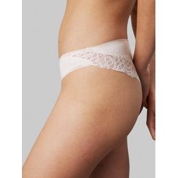 Brasilslip "BRAZILIAN", Damen, Gr. L (40), beige (ivory), Spitze, Obermaterial: 80% Polyamid, 20% Elasthan, Calvin Klein Underwear, k&ouml;rpernah, Unterhosen, mit Spitze