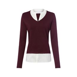 comma, COMMA Pullover Damen Gr&ouml;&szlig;e XS aubergine / wei&szlig;