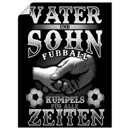 Poster Artland "Vater und Sohn Fu&szlig;ball Kumpels", schwarz (farbe bild(er): schwarz), B:30cm H:40cm, Bilder, Poster, ohne Rahmen