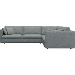 Ecksofa FLEXLUX "Lovane, elegant und zeitlos, bequem, L-Form", blau (sky blau), B:328cm H:84cm T:295cm, 62% Polyester/14% Cotton/7% Linen, Sofas, Ecksofa, Weich & anschmiegsam, gro&szlig;e Sitztiefe auf Kaltschaum, Dekokissen inkl.