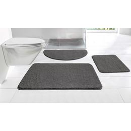 Badematte OTTO HOME "Regona, Badteppich, Badvorleger, Badezimmer Teppich" Gr. 61, grau (anthrazit), H:15mm, Polyester, Badematten, Badematte, Uni Farben, besonders weich, als rechteckig und halbrund erh&auml;ltlich