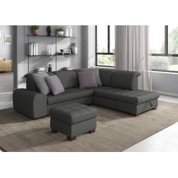 Sit & More Ecksofa SIT & MORE "Luxor L-Form", grau (graphite), B:259cm H:82cm T:224cm, Luxus-Microfaser ALTARA NUBUCK (100% Polyester);Soft clean (98% Polyester, 2% Polyamid);Struktur fein (100% Polyester), Sofas, Ecksofa, wahlweise mit Bettfunktion, Stauraum und Kopfteilverstellung