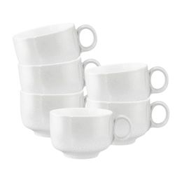 Tasse Seltmann Weiden "Milchkaffeetassen mit Henkel Sento Home 350 ml 6er Set", wei&szlig; (aura wei&szlig;), 6 tlg., Porzellan, Trinkgef&auml;&szlig;e, Tasse
