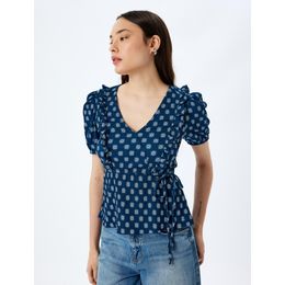KOTON Bluse Damen Gr&ouml;&szlig;e XL blau / wei&szlig;