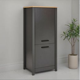 K&uuml;hlumbauschrank Inter Link "Veneto", anthrazit, B:70cm H:167cm T:60cm, Holzwerkstoff, MDF, Schr&auml;nke, F&uuml;r K&uuml;hl-Gefrier-Kombi, Soft-Close, F&uuml;&szlig;e h&ouml;henverstellbar, 70x60x167
