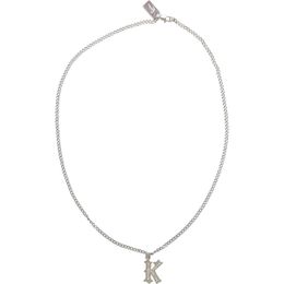 Halsreif Karl Kani "Karl Kani KK Rhinestone Pendant Cuban Link Chain", silber, Halsketten, Damen, onesize
