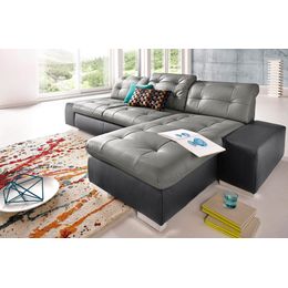 Sit & More Ecksofa SIT & MORE "Palomino L-Form", schwarz (schwarz, steingrau), B:284cm H:84cm T:109cm, Kunstleder SOFTLUX/Struktur (100% Polyester);Kunstleder SOFTLUX/Feinstruktur (100% Polyester);Kunstleder SOFTLUX/ NaturLEDER (echtes Rindsleder), Sofas, Ecksofa, wahlweise XL oder XXL und mit Bettfunktion