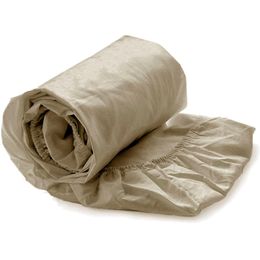 Spannbettlaken HECKETT & LANE "Yellow Spannbetttuch Percale", beige (safari, sand), B:90cm L:220cm, Perkal, Obermaterial: 100% Baumwolle, Bettlaken, Spannbettlaken, Spannbetttuch aus 100% Baumwolle, Hochwertige Perkal, Gummizug rundum