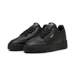 Sneaker Puma "SHUFFLE DOWNTOWN", Damen, Gr. 47, Puma schwarz, Puma schwarz, Puma gold, Synthetik, Schuhe Sneaker, leicht profilierte Gummilaufsohle, Schn&uuml;rverschluss