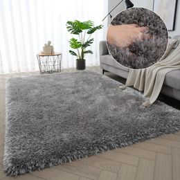 Hochflor-Teppich OTTO HOME "Micro exclusiv Teppich, sehr hoher Flor, weich durch Mikrofaser" Gr. 7, grau, B:240cm H:78mm L:320cm, Kunstfaser, Teppiche, sehr weich, flauschig, uni, Wohnzimmer, Schlafzimmer, Kinderzimmer