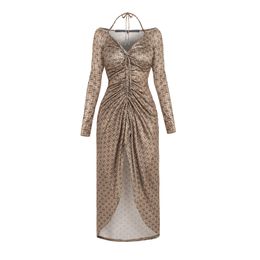 JIORO Kleid Damen Gr&ouml;&szlig;e 44 beige Winterkleid