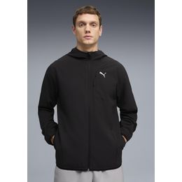 Kapuzensweatjacke Puma "M PWRTRAIN STRETCH WOVEN JACKET", Herren, Gr. XL, Puma schwarz, new cat color, Obermaterial: 87% Polyester, 13% Elasthan, regular fit normal, angesetztes B&uuml;ndchen, Sweatjacken, mit Kapuze, f&uuml;r Training und sportliche Aktivit&auml;ten, Regular Fit