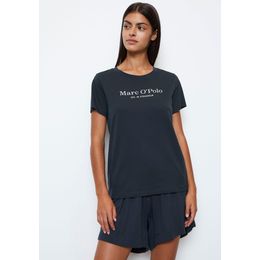 Marc O'Polo Unterziehshirt MARC O'POLO "Mix & Match Cotton-Woven", Damen, Gr. XL (42), N-Gr, blau (898, schwarz navy), Obermaterial: 75% Baumwolle, 25% Polyester, bedruckt, unifarben, bequem, Rundhals, Unterhemden, mit Logoprint auf der Brust
