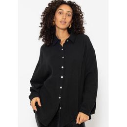 SASSYCLASSY Oversize Musselin Bluse in Schwarz | Gr.: onesize