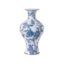 Beliani Blumenvase BERGA in Wei&szlig;/Blau - (W) 17 x (H) 36 x (L) 17 cm | Gr.: onesize