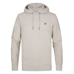 Kapuzensweatshirt PETROL INDUSTRIES, Herren, Gr. M, grau (light grau melee), Sweatware, Obermaterial: 95% Baumwolle, 5% Elasthan, regular fit taillenbedeckt, ohne Ausschnitt, Rippb&uuml;ndchen, Sweatshirts, mit Logo Stickerei
