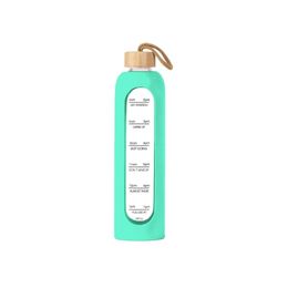 Intirilife Trinkflasche aus Glas mit Zeitmarkierung Wasser Flasche 820 - 900 ml in Gr&uuml;n | Gr.: onesize